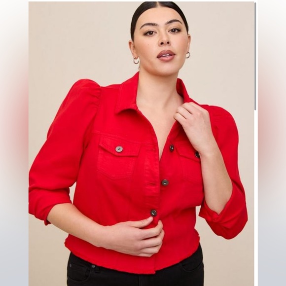 torrid | Jackets & Coats | Torrid Red Jean Trucker Jacket | Poshmark
